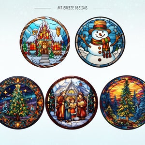 20 Stained Glass Christmas Clipart Set - High Resolution Winter Xmas ...