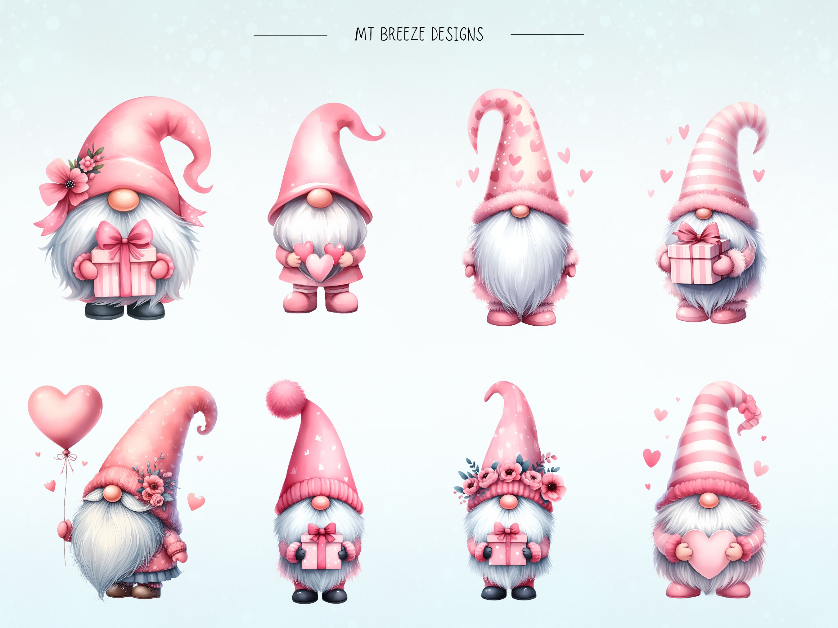 40 Valentine Gnomes Clipart Set High Resolution Pink Heart Gnome Clip ...