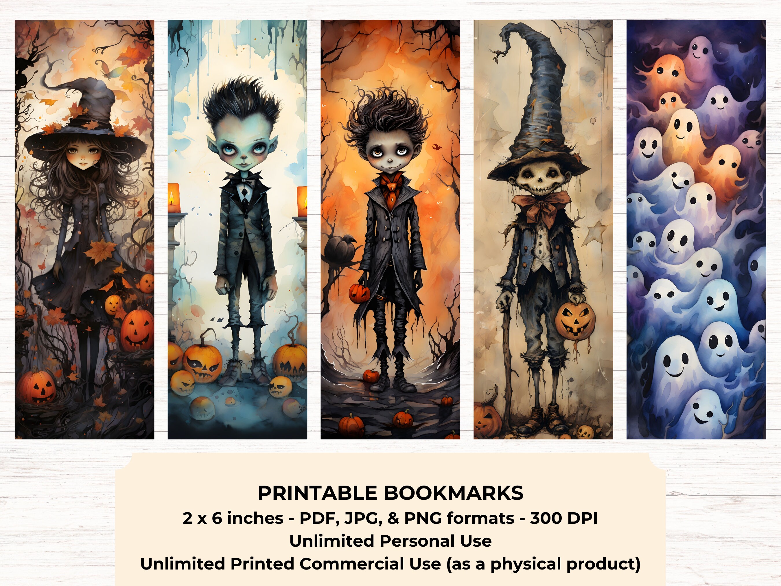 30 Halloween PRINTABLE Bookmarks High Resolution Digital Download ...