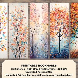 20 Fall Leaves PRINTABLE Bookmarks, High Resolution Digital Download ...