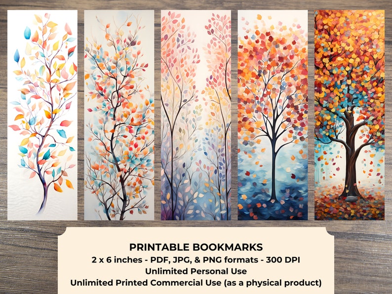 20 Fall Leaves PRINTABLE Bookmarks High Resolution Digital - Etsy