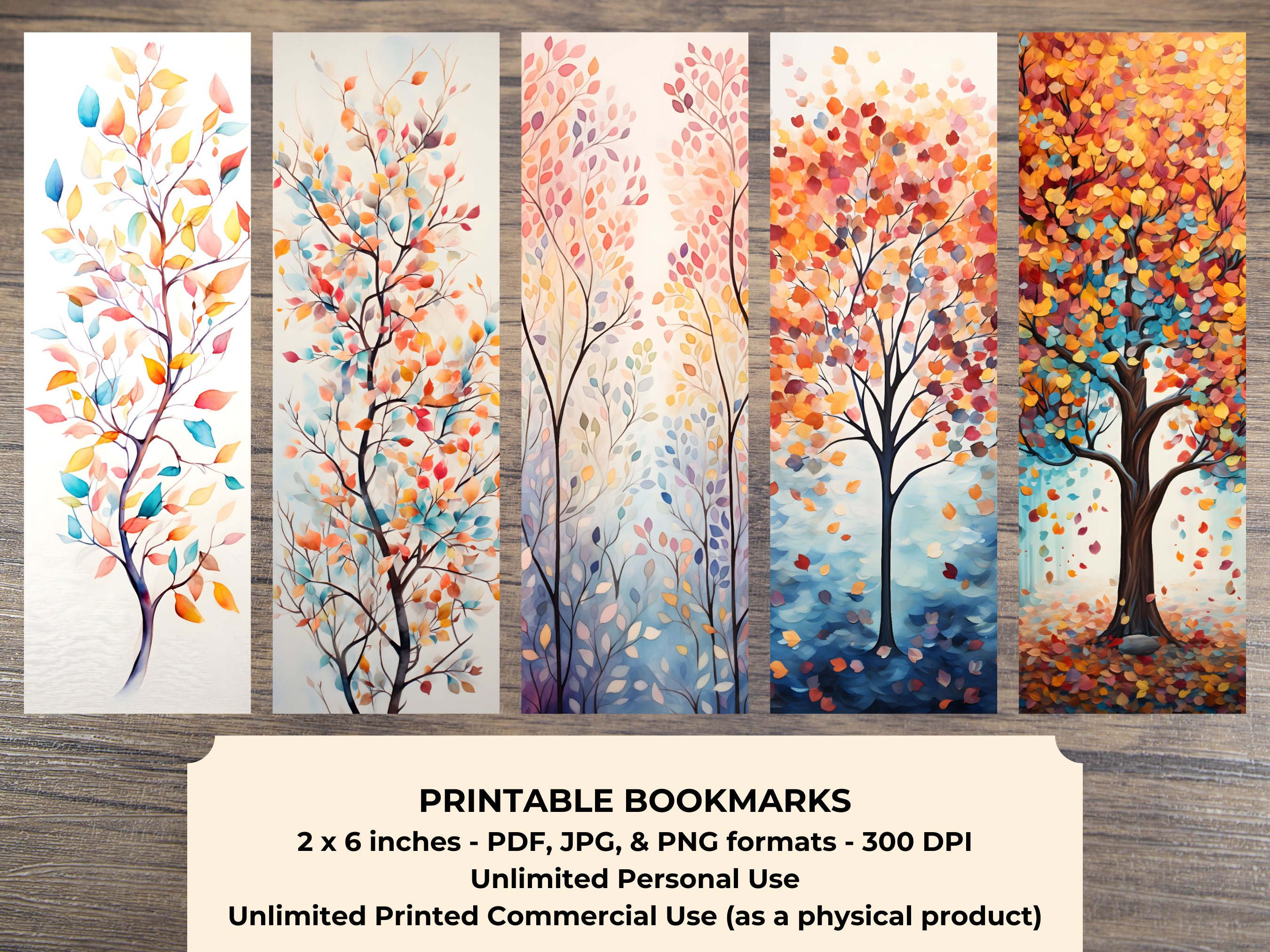 20 Fall Leaves PRINTABLE Bookmarks High Resolution Digital - Etsy