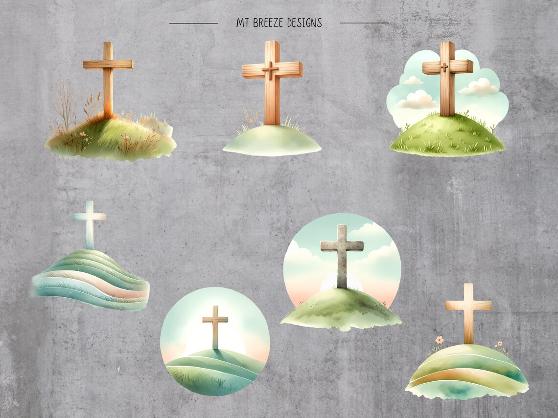 52 Easter Cross Clipart Set High Resolution Christian Crucifix Clip Art ...