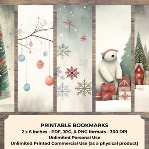 20 Whimsical Christmas PRINTABLE Bookmarks, High Resolution Digital ...