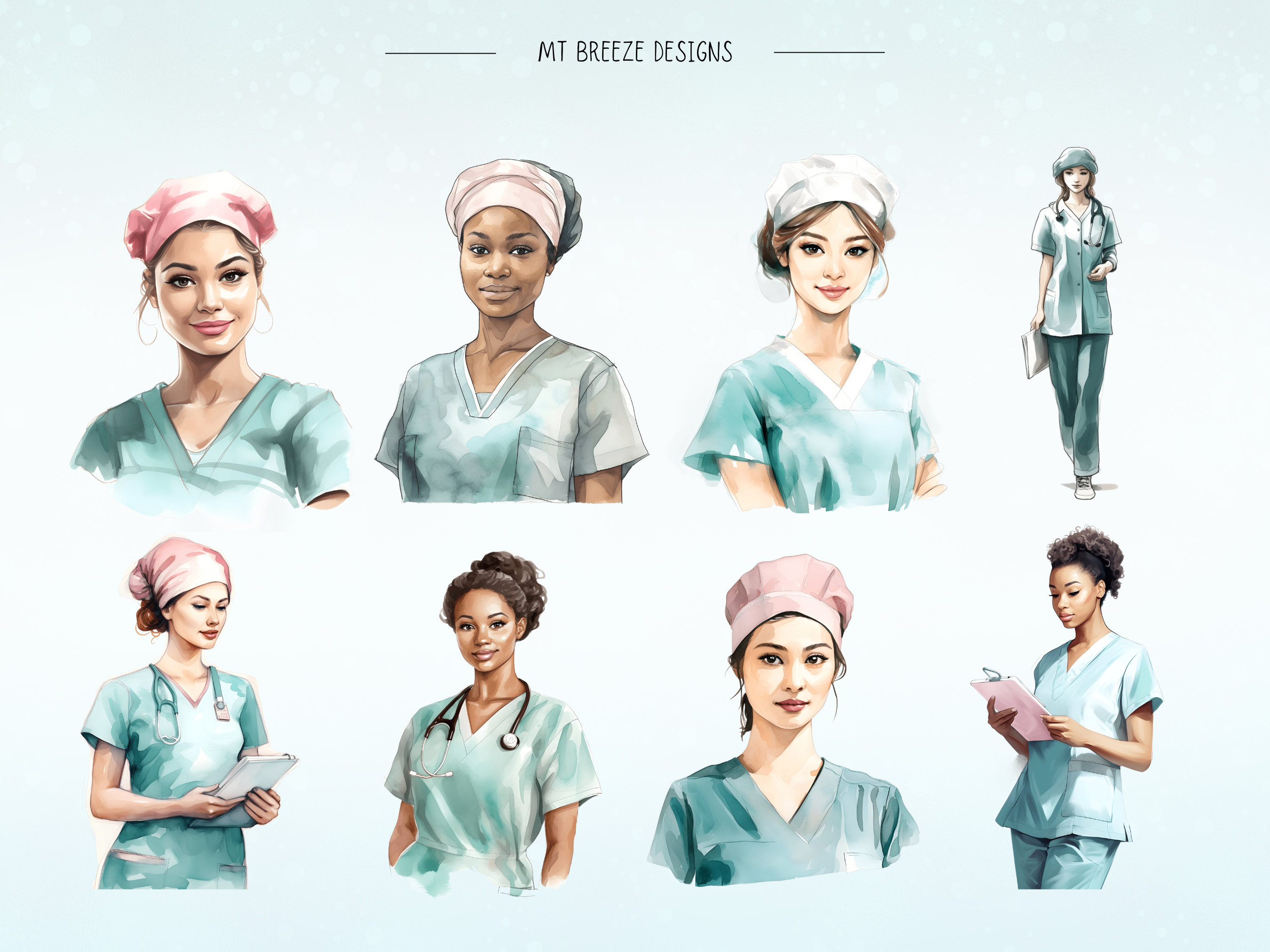 Nurse Clipart Set, High Resolution Nursing Watercolor Clip Art PNG ...