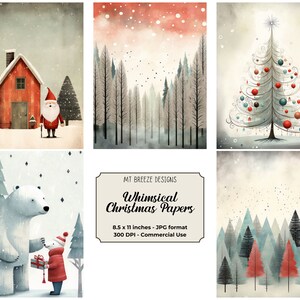 20 Whimsical Christmas Digital Paper Set, Xmas Holiday Background ...