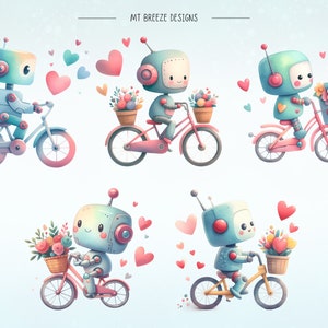 50 Valentine Robot Clipart Set - Robot Hearts and Love Clip Art PNG ...