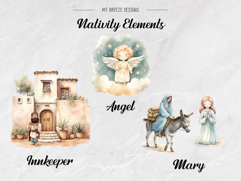 14 Nativity Watercolor Clipart Set - High Resolution Christmas Bible ...