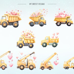 33 Construction Vehicle Valentine Clipart Set - Excavator & Dump Truck ...
