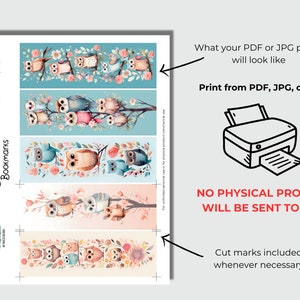 Boho Owls PRINTABLE Bookmarks, High Resolution Digital Download Floral ...