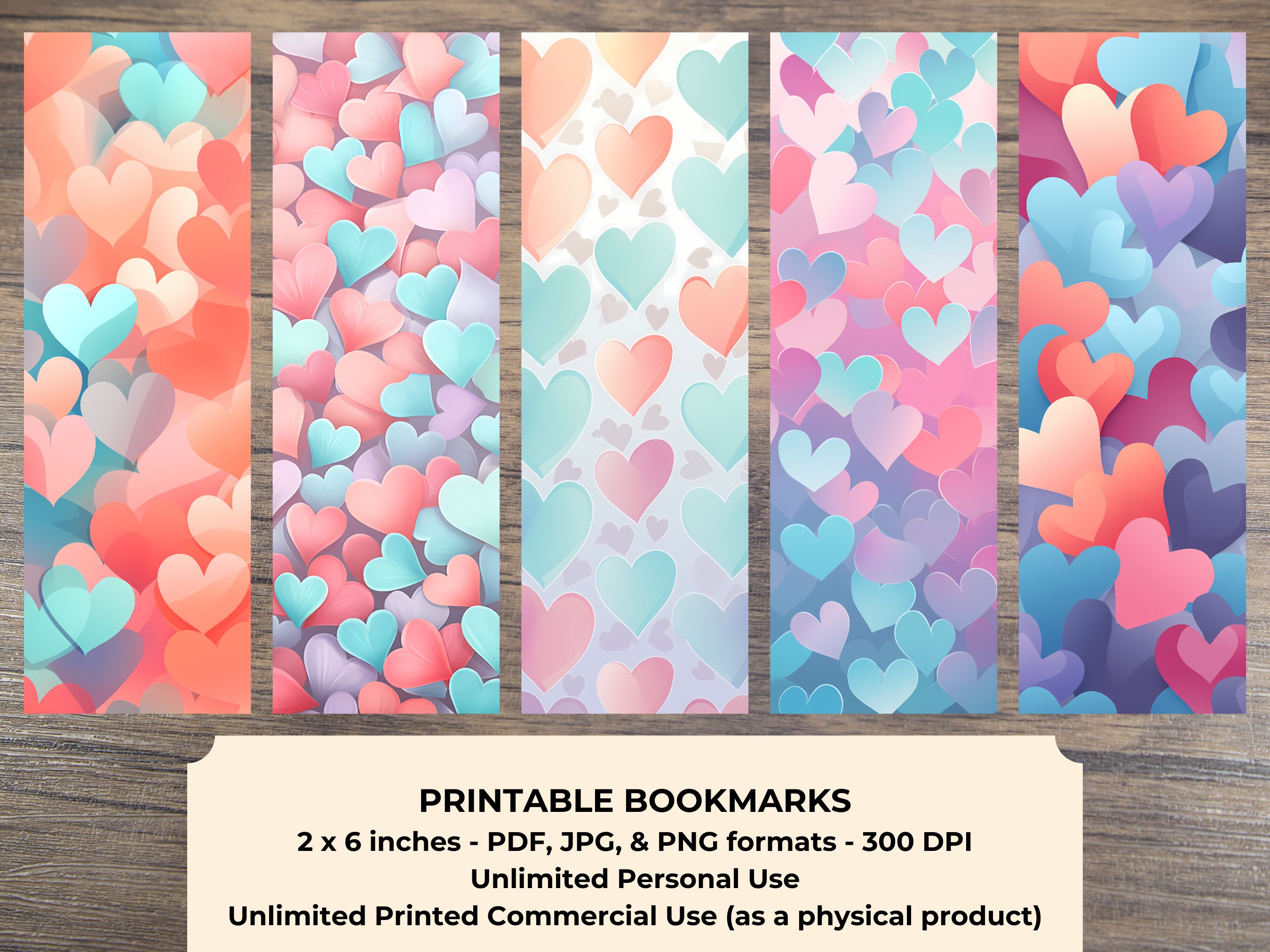 Heart Pattern PRINTABLE Bookmarks High Resolution Digital - Etsy