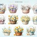 35 Spring Flower Basket Clipart Set - Floral Watercolor Clip Art PNG ...
