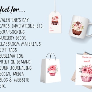 43 Valentine Cupcake Clipart Set - Valentine Cupcake Dessert Clip Art ...