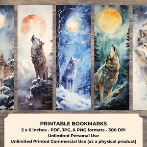 20 Majestic Wolf PRINTABLE Bookmarks, Digital Download Alaska Wildlife ...