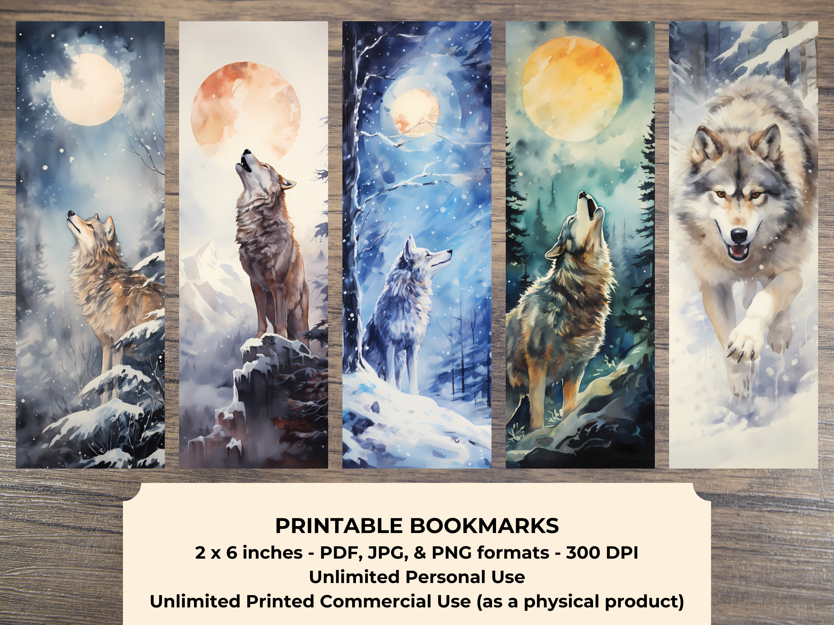 20 Majestic Wolf PRINTABLE Bookmarks, Digital Download Alaska Wildlife ...