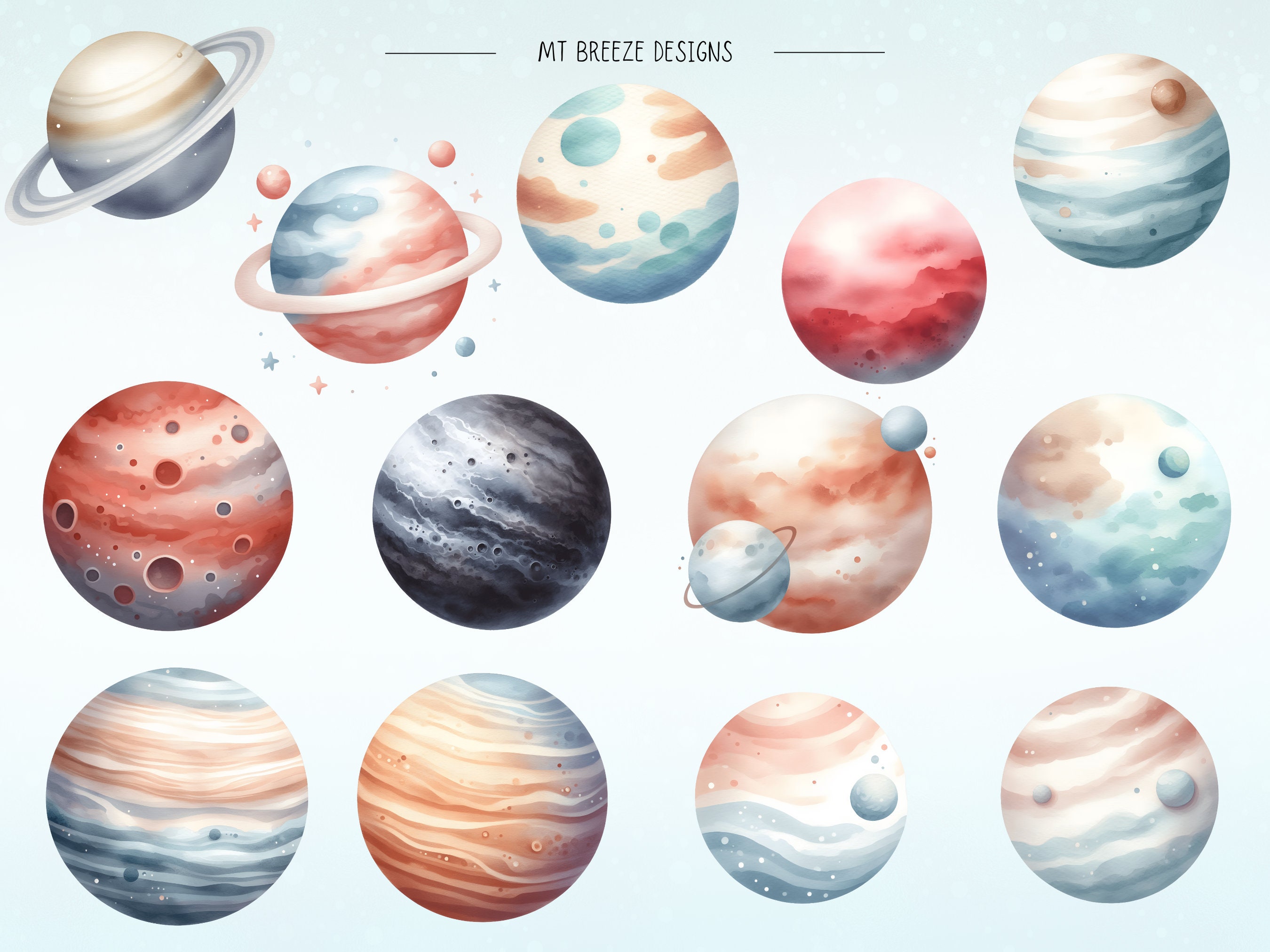 51 Space Clipart Set - Planet and Solar System Clip Art PNG Files for ...