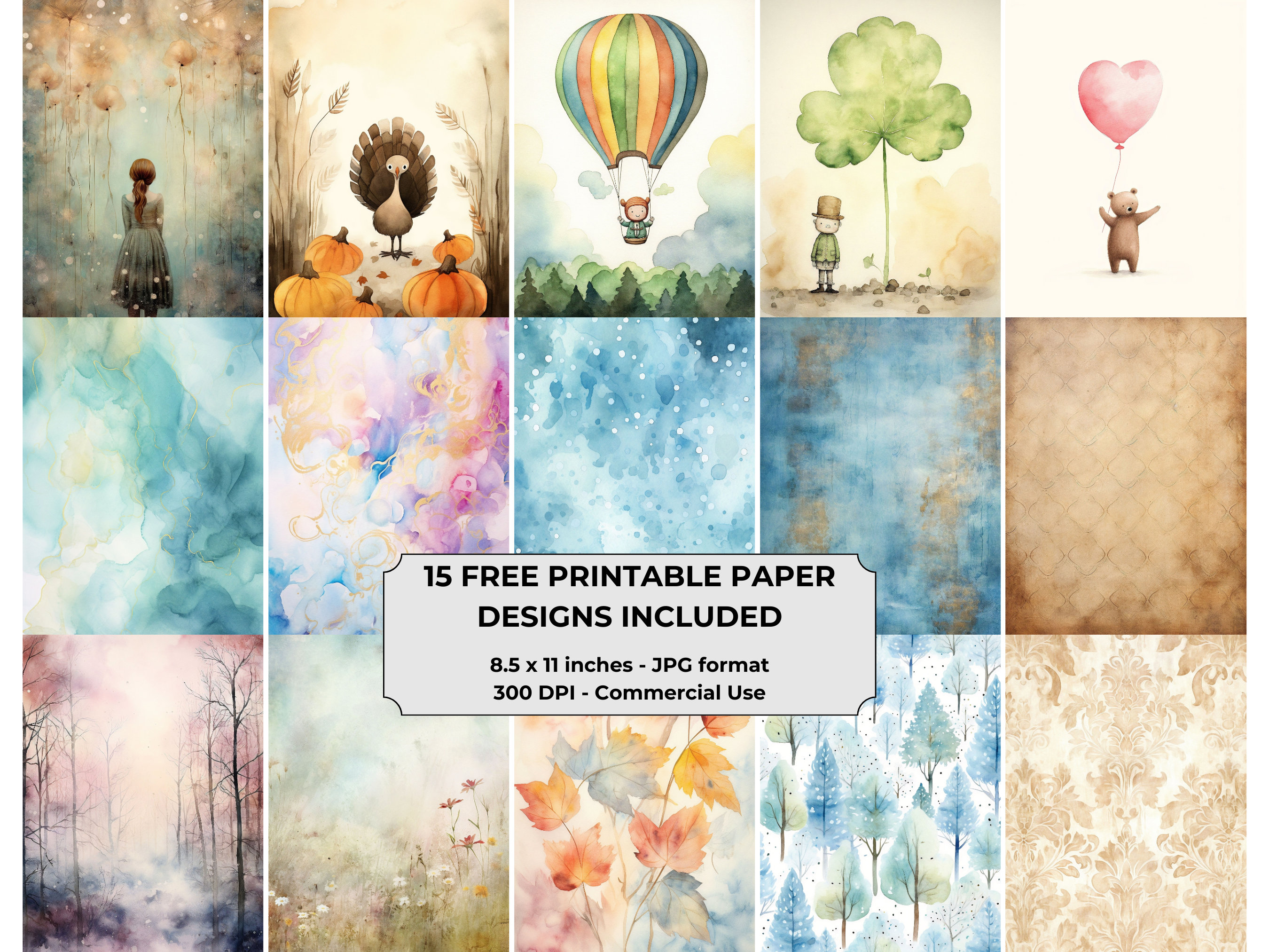 20 Whimsical Christmas Digital Paper Set, Xmas Holiday Background ...