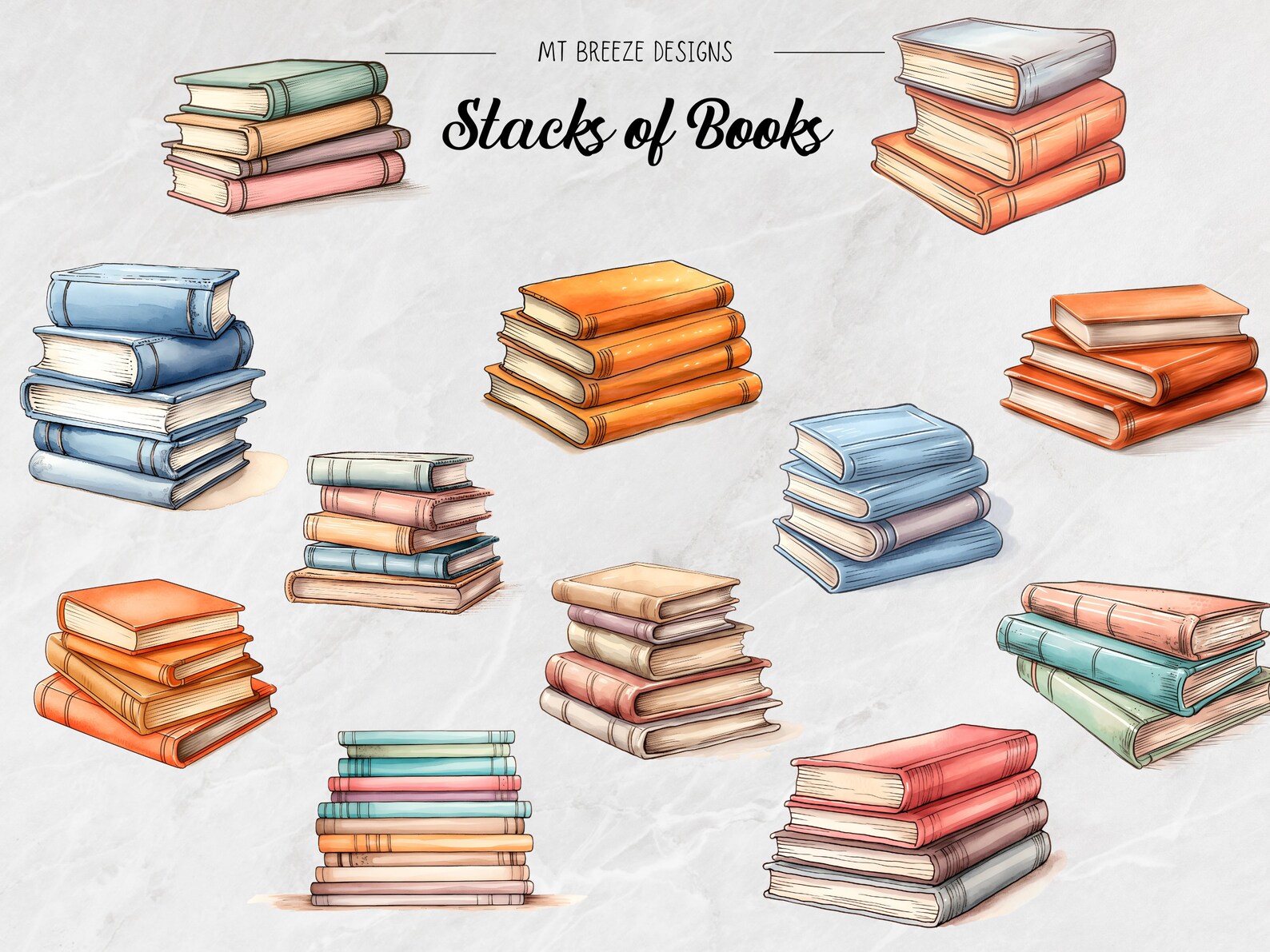 Books Clipart Set - 25 High Resolution Colored Pencil Book and ...