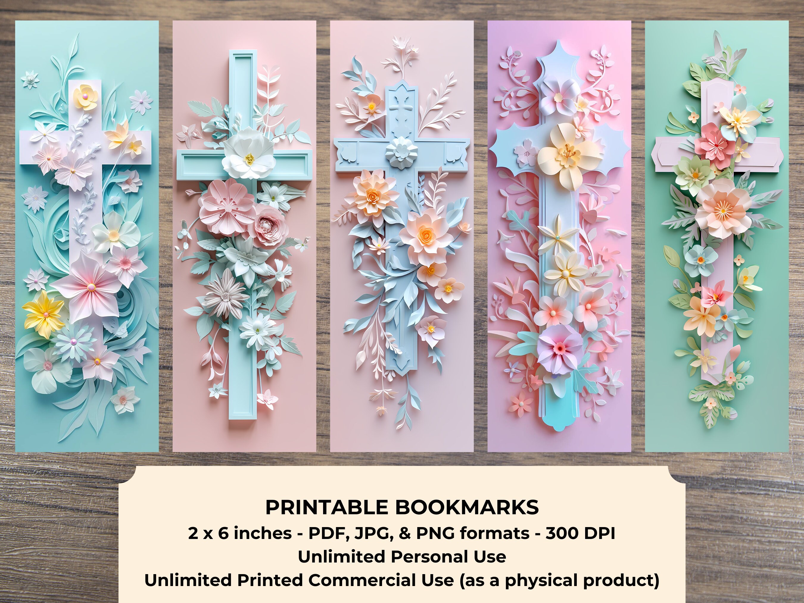 3D Easter Crosses PRINTABLE Bookmarks, Christian Crucifix High ...