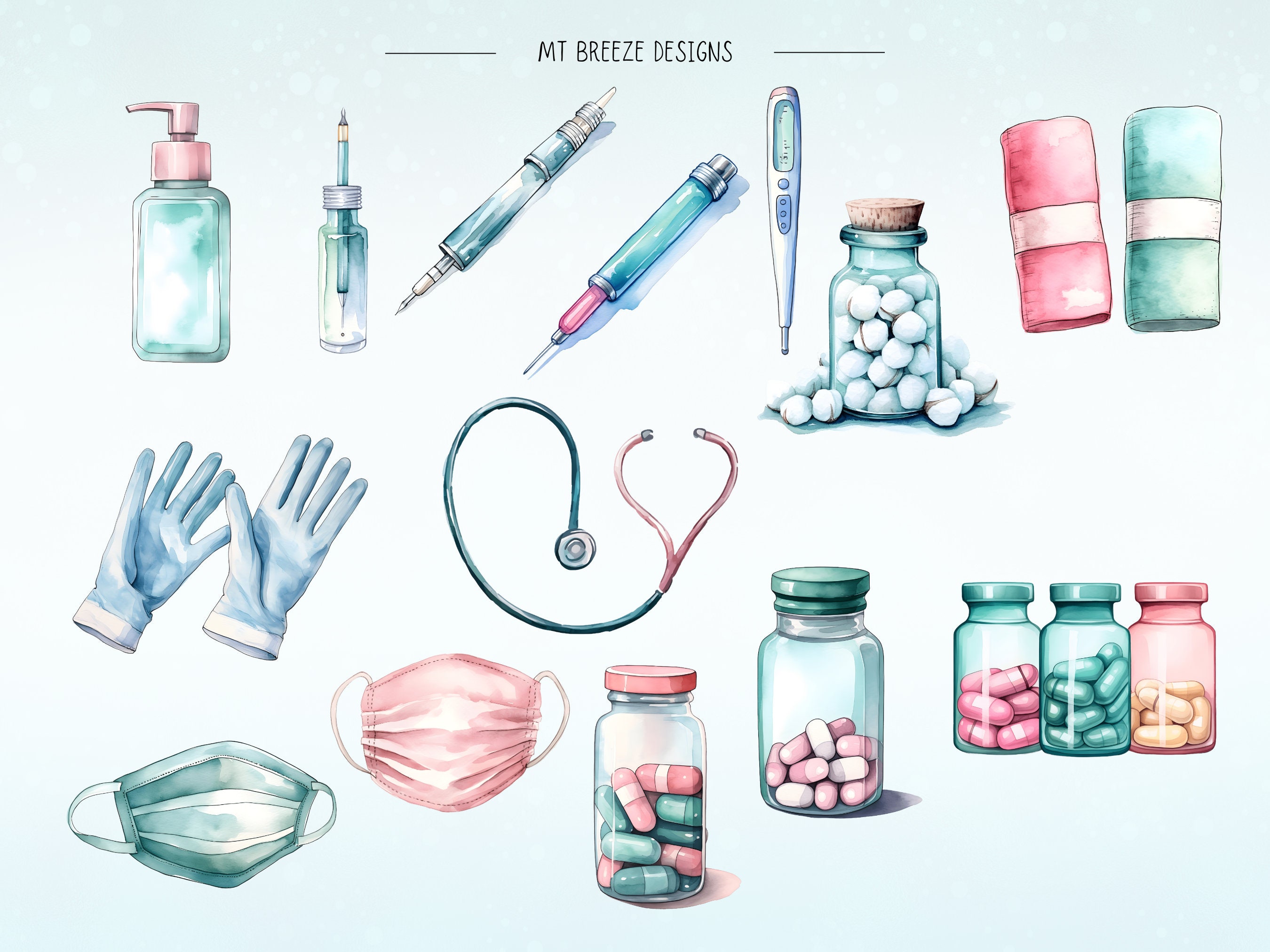 Nurse Clipart Set, High Resolution Nursing Watercolor Clip Art PNG ...