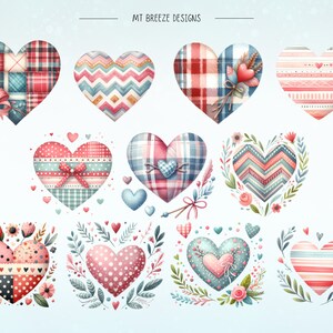 41 Country Hearts Watercolor Clipart Set, Cottagecore Valentine Heart ...