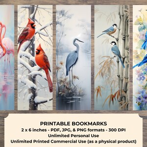 Birds in Nature PRINTABLE Bookmarks, High Resolution Digital Download ...
