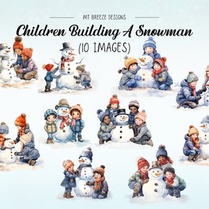 Snowman Scenes Watercolor Clipart Set - High Resolution Xmas Clip Art ...