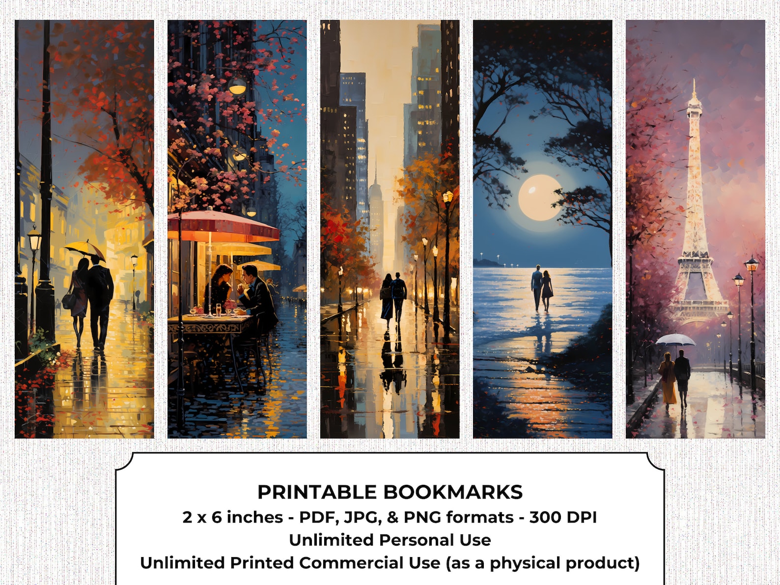 20 Romantic Dates PRINTABLE Bookmarks, High Resolution Digital Download ...