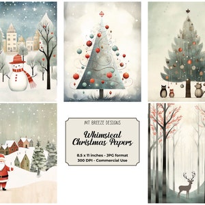 20 Whimsical Christmas Digital Paper Set, Xmas Holiday Background ...