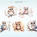 25 Cute Owls Watercolor Clipart Set, High Resolution Leaves and Owl ...