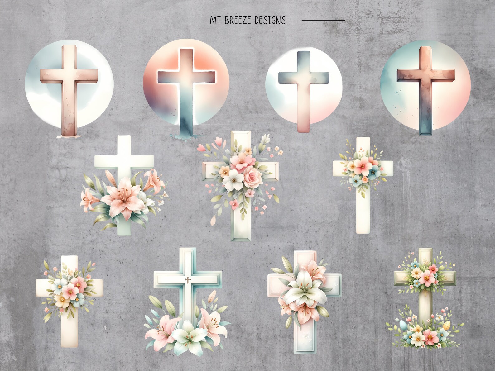 52 Easter Cross Clipart Set - High Resolution Christian Crucifix Clip ...