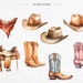 Western Watercolor Clipart Set - High Resolution Cowboy, Horse, Cowgirl ...