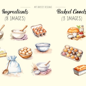 Baking Watercolor Clipart Set - 32 High Resolution Kitchen and Bakery ...