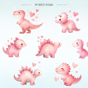 48 Cute Baby Dinosaurs Clipart Set - High Resolution Pink Dino ...