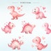 48 Cute Baby Dinosaurs Clipart Set - High Resolution Pink Dino ...