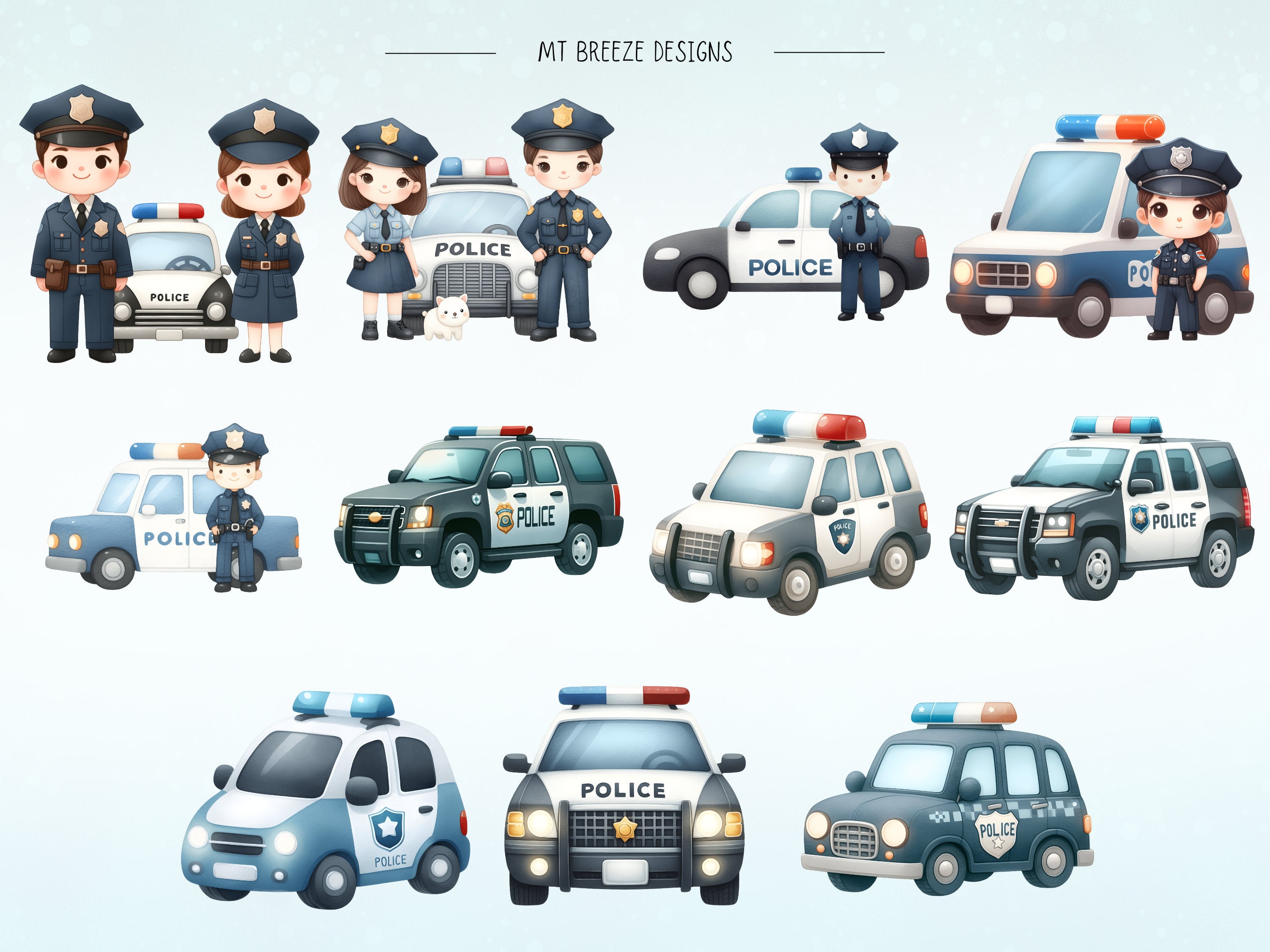 35 Police Cars Clipart Set - Police Vehicle and Officer Clip Art PNG ...