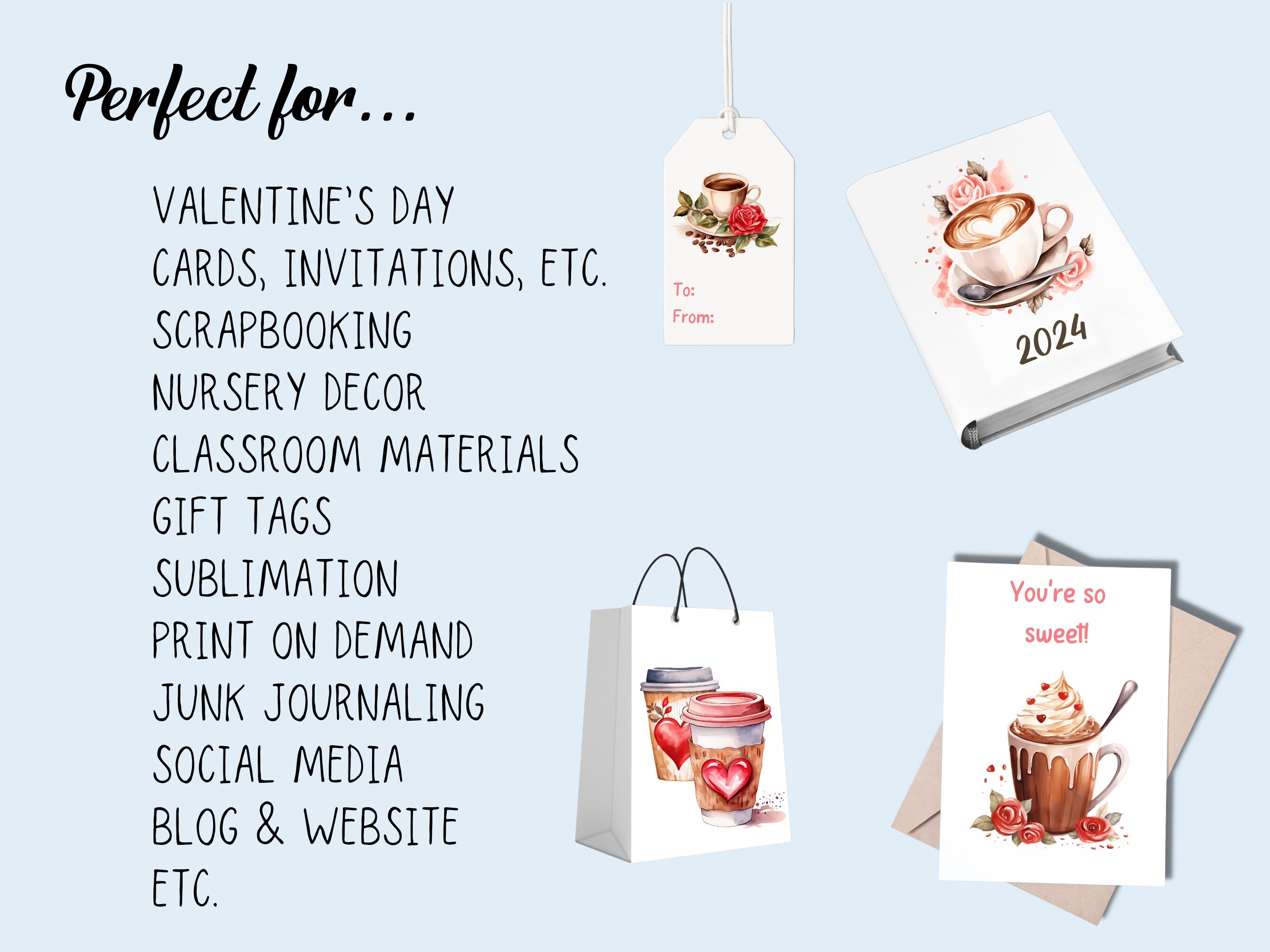 30 Valentine Coffee Clipart Set Valentine Espresso, Mocha, & Latte Clip ...