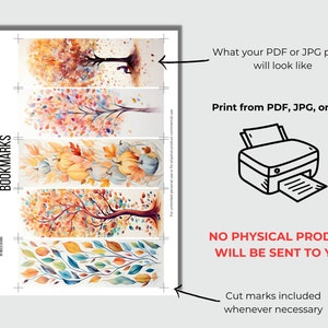 20 Fall Leaves PRINTABLE Bookmarks, High Resolution Digital Download ...