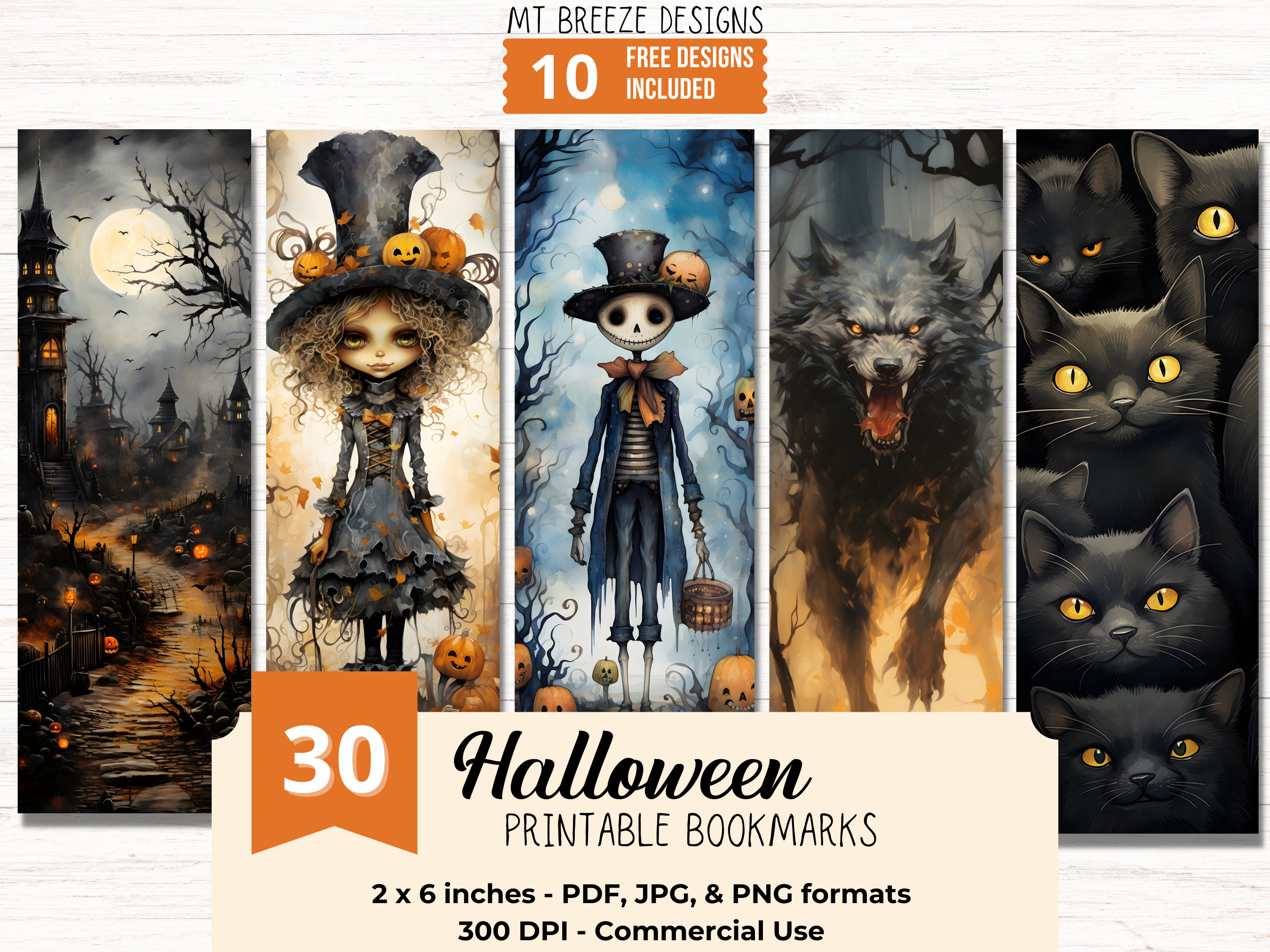 30 Halloween PRINTABLE Bookmarks High Resolution Digital Download ...