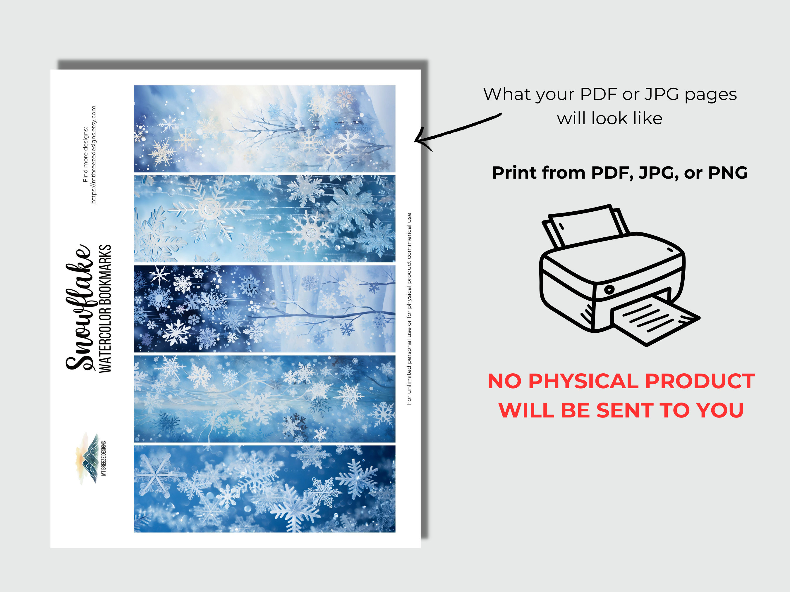 15 Snowflake PRINTABLE Bookmarks, High Resolution Digital Download ...