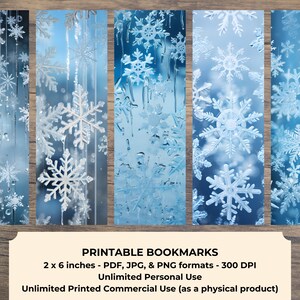 15 Snowflake PRINTABLE Bookmarks, High Resolution Digital Download ...