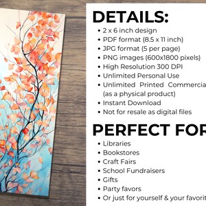 20 Fall Leaves PRINTABLE Bookmarks, High Resolution Digital Download ...