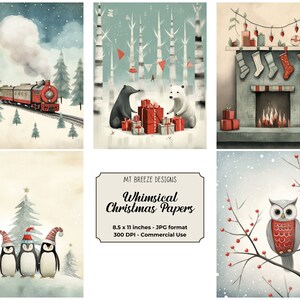 20 Whimsical Christmas Digital Paper Set, Xmas Holiday Background ...