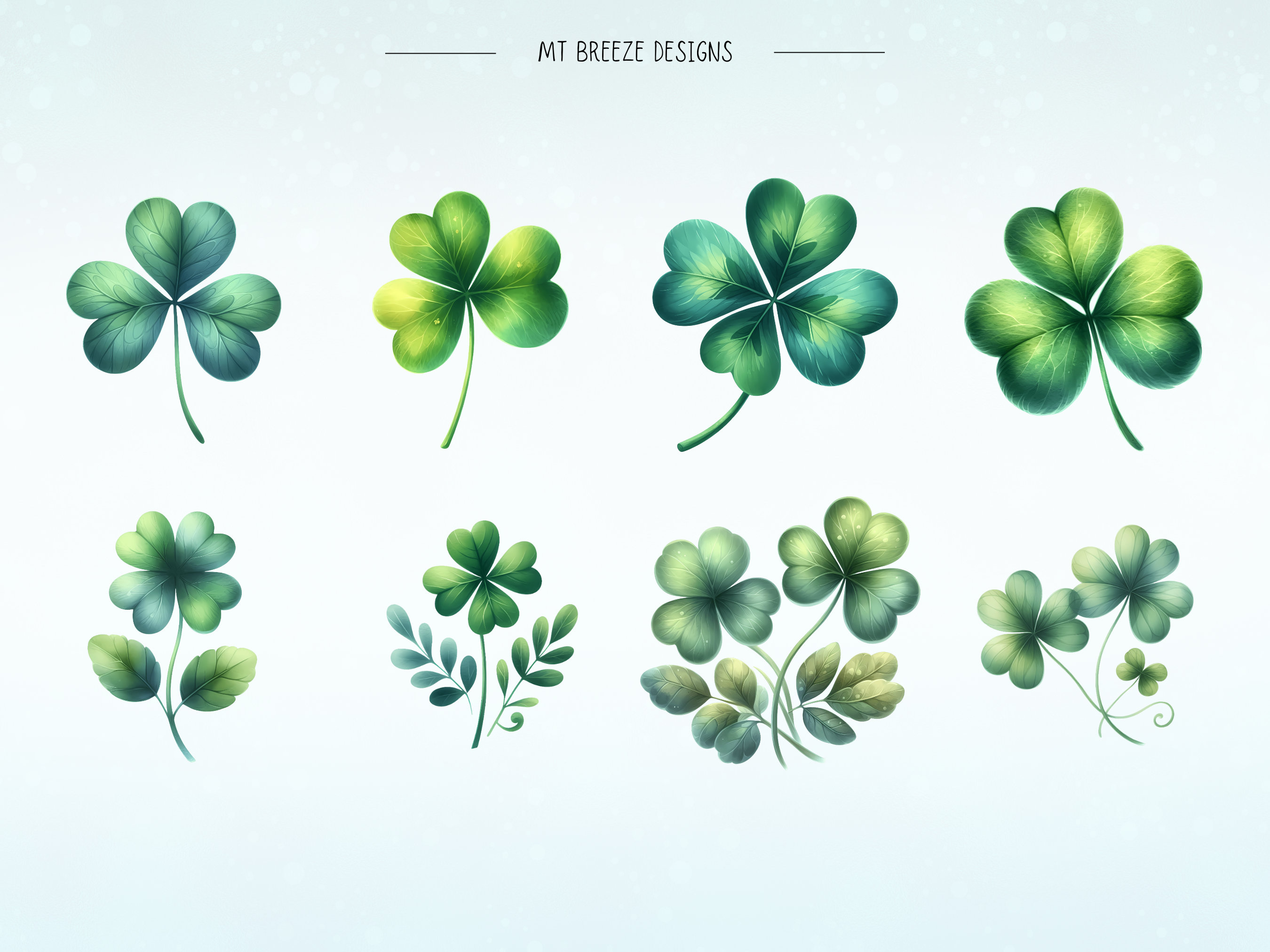 20 Shamrock Clipart Set High Resolution Green St Patricks Clover Clip ...