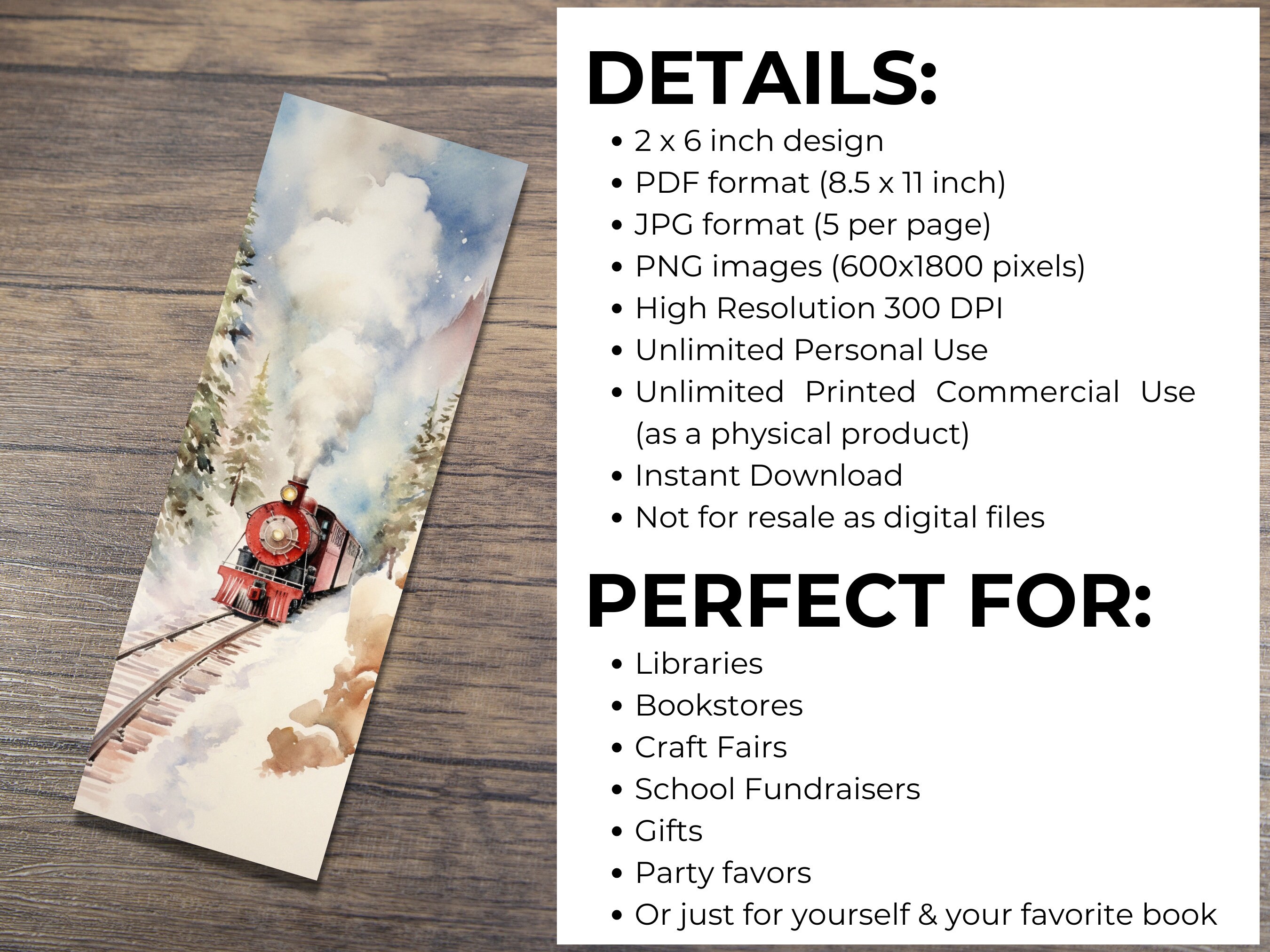 20 Christmas Train PRINTABLE Bookmarks High Resolution - Etsy