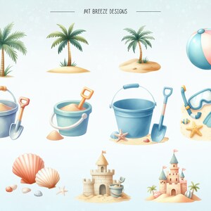 45 Summer Clipart Set - Cute Beach Vacation Holiday Clip Art PNG Files ...