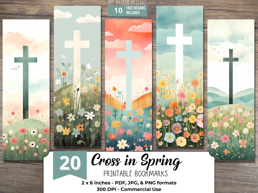 Crosses in Spring PRINTABLE Bookmarks, Christian Easter Digital ...