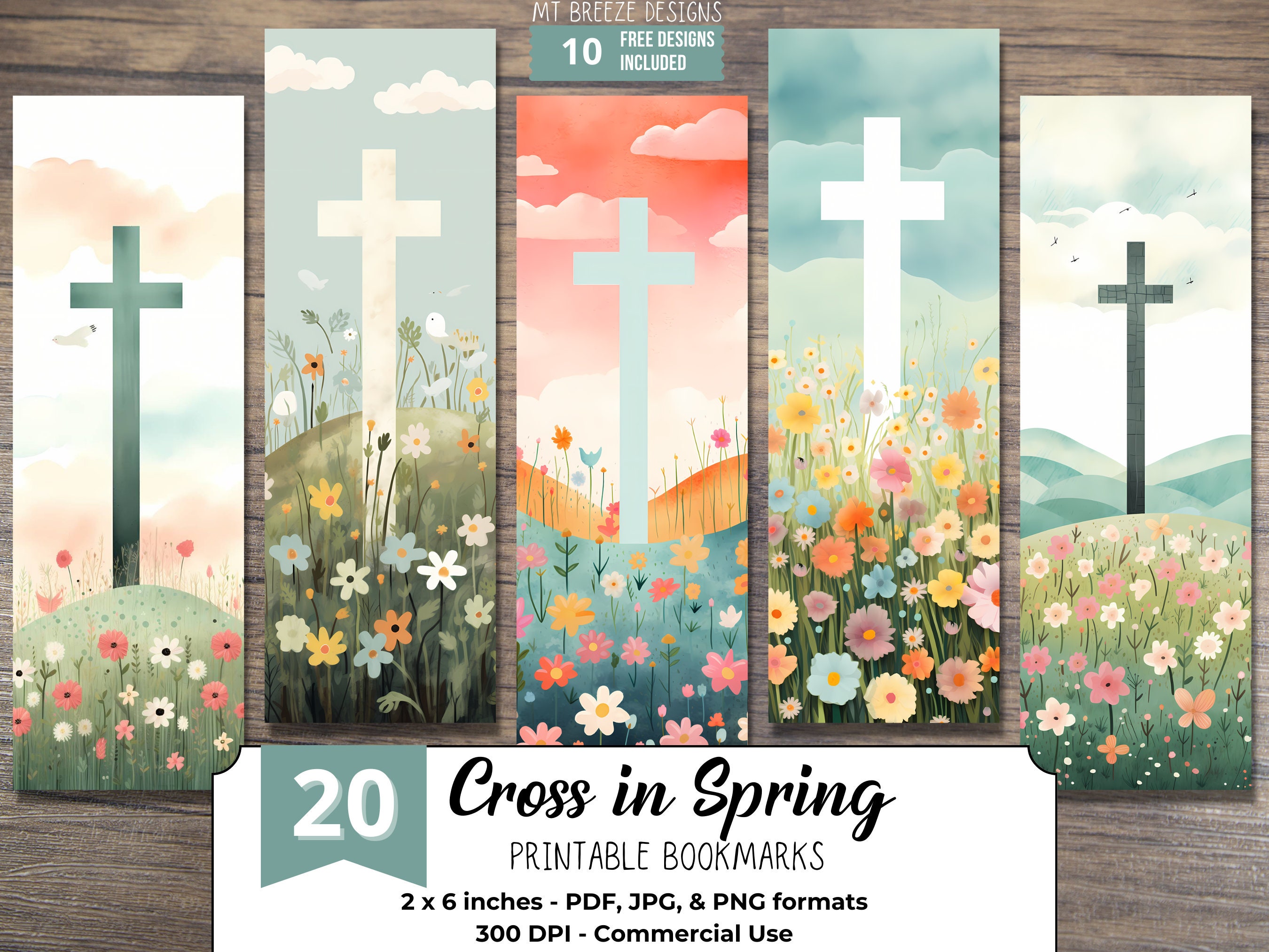 Crosses in Spring PRINTABLE Bookmarks, Christian Easter Digital ...