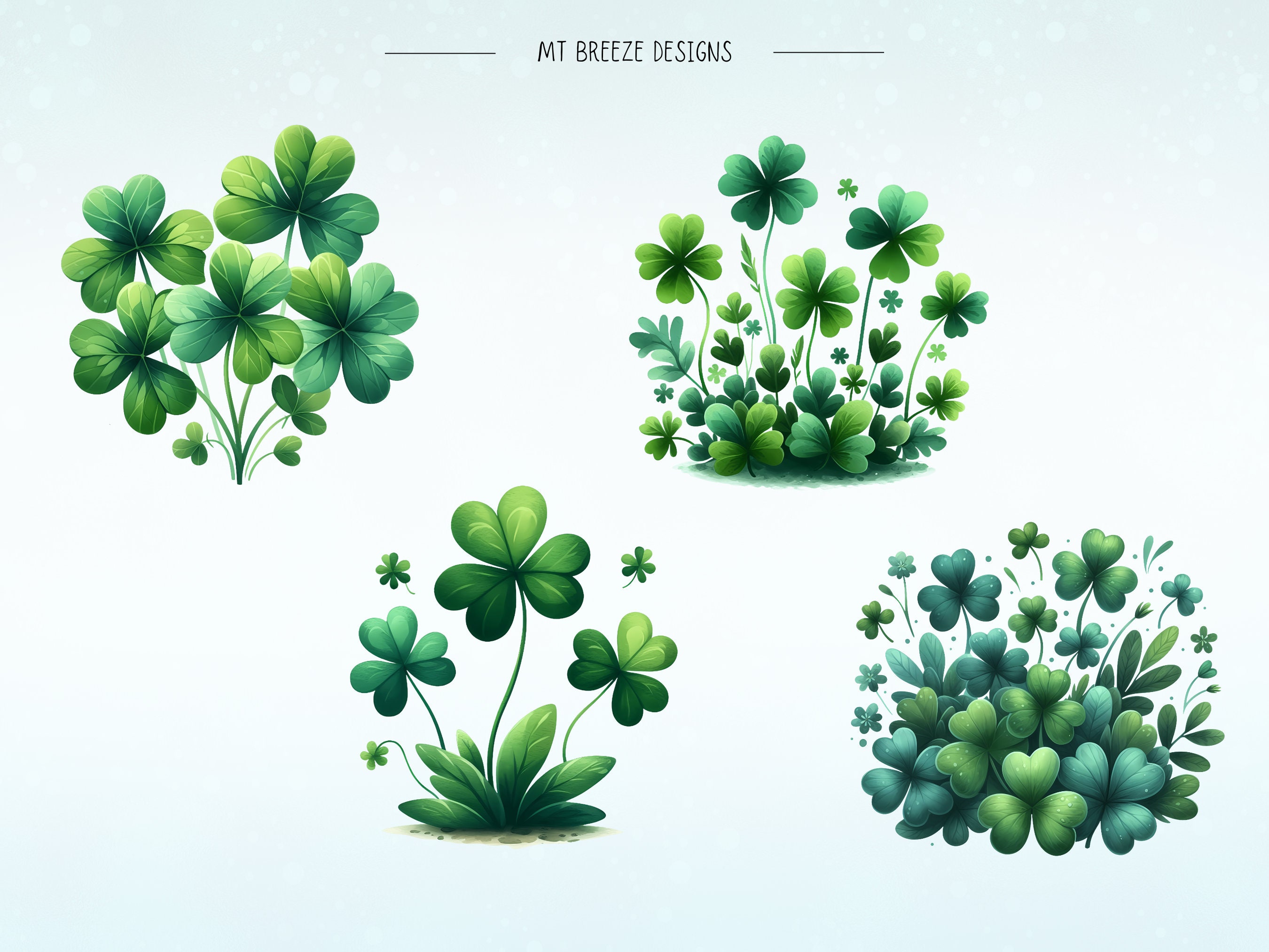 20 Shamrock Clipart Set High Resolution Green St Patricks Clover Clip ...