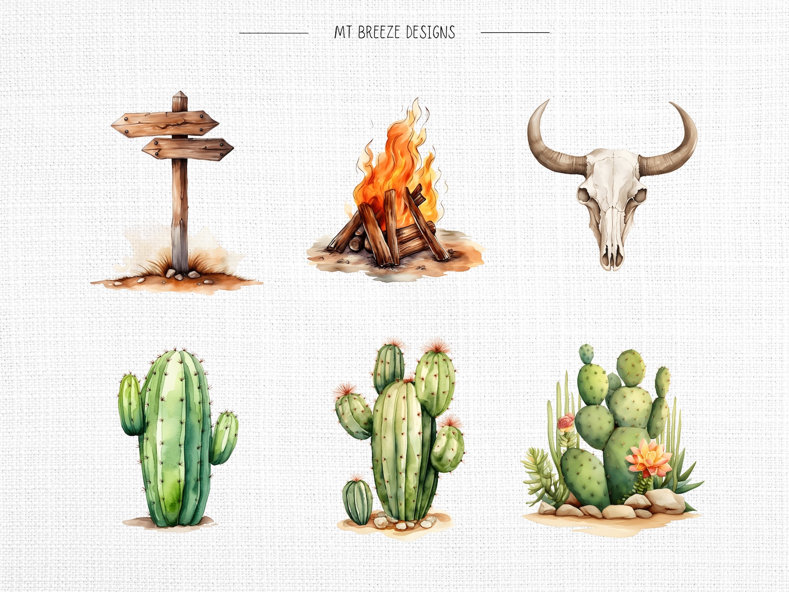 Western Watercolor Clipart Set - High Resolution Cowboy, Horse, Cowgirl ...